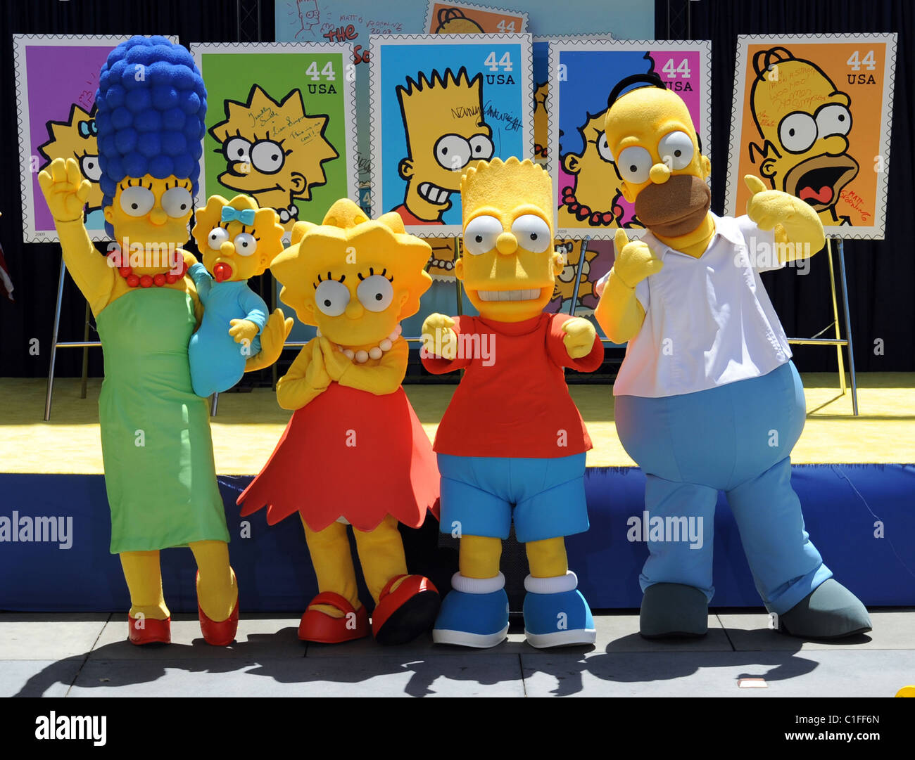 Stamps of Simpsons characters are unveiled at the Fox Studios during a ...