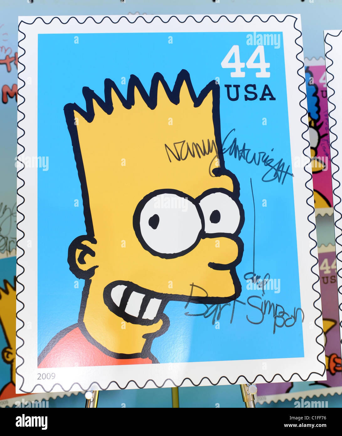 Stamps of Simpsons characters are unveiled at the Fox Studios during a ...