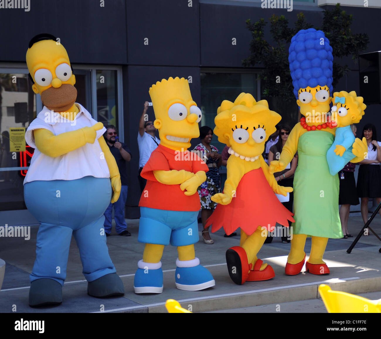 Stamps of Simpsons characters are unveiled at the Fox Studios during a ...