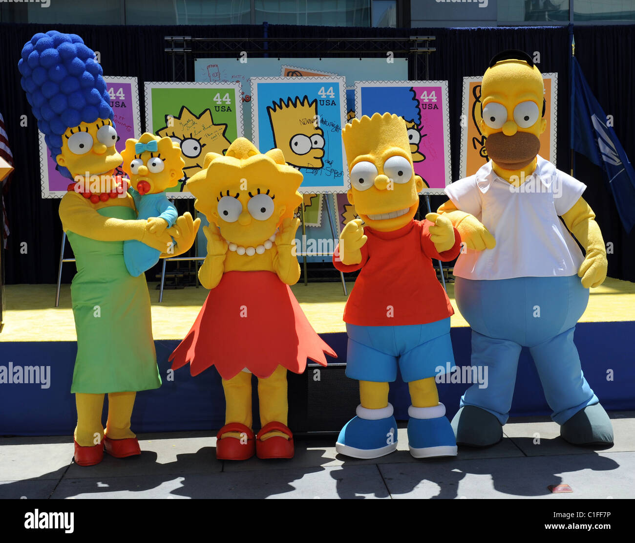 Stamps of Simpsons characters are unveiled at the Fox Studios during a ...