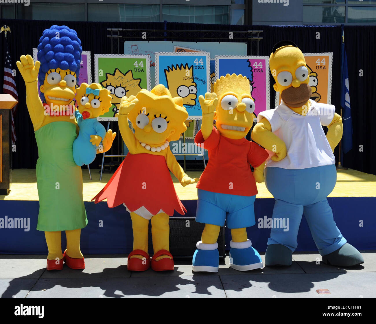 Stamps of Simpsons characters are unveiled at the Fox Studios during a ...