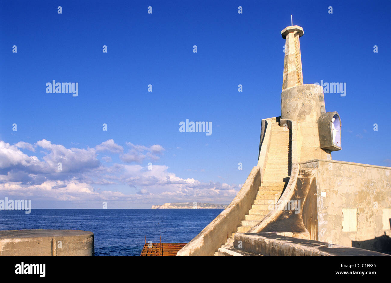 Malta, Valetta, observation tower of the jetty for going to Comino and ...