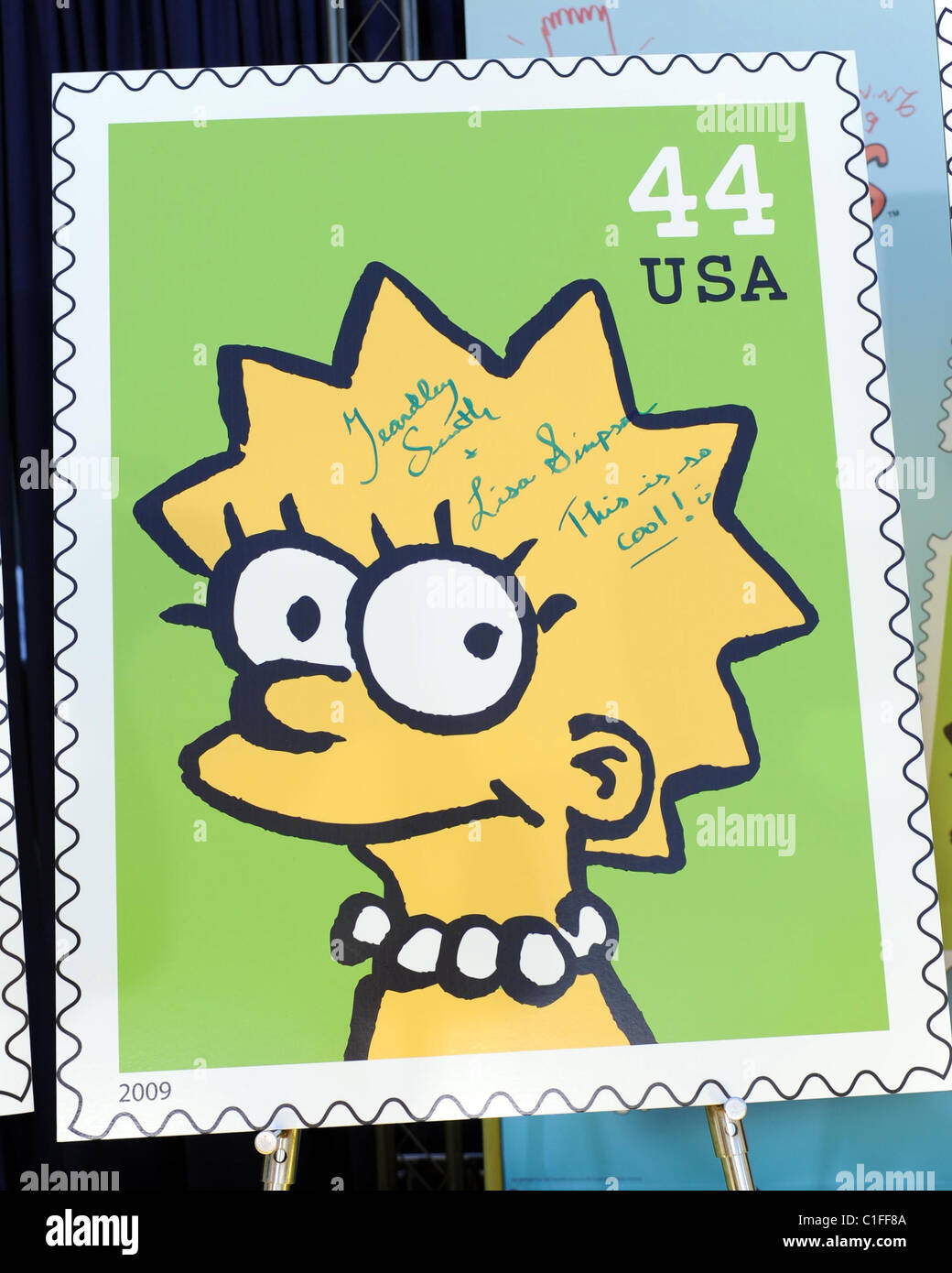 Stamps of Simpsons characters are unveiled at the Fox Studios during a ...