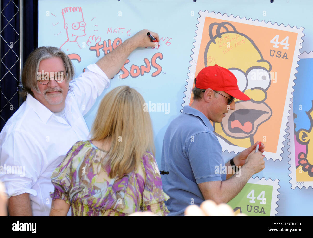 Matt Groening, Nancy Cartwright and Dan Castellaneta Stamps of Simpsons ...