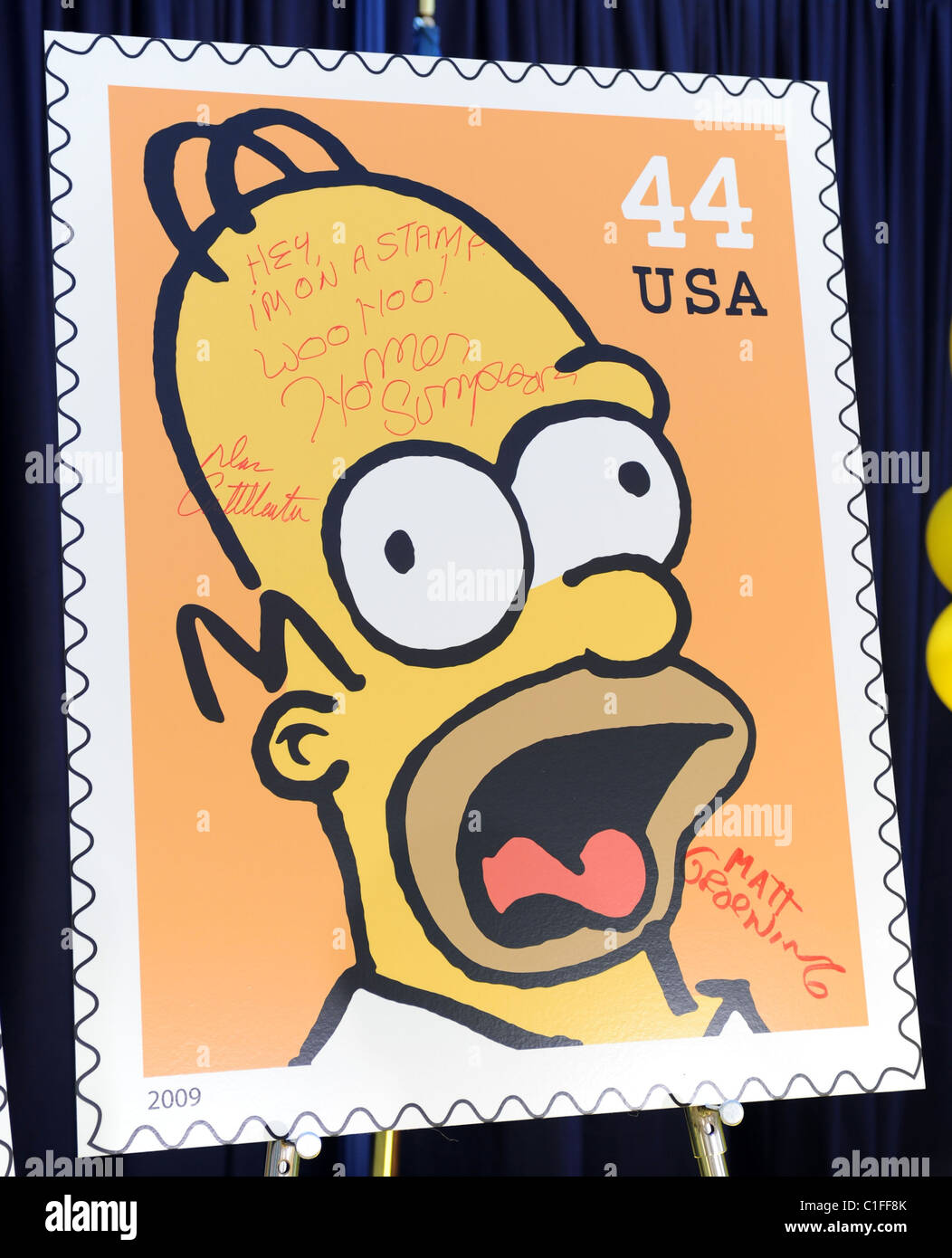 Stamps of Simpsons characters are unveiled at the Fox Studios during a ...