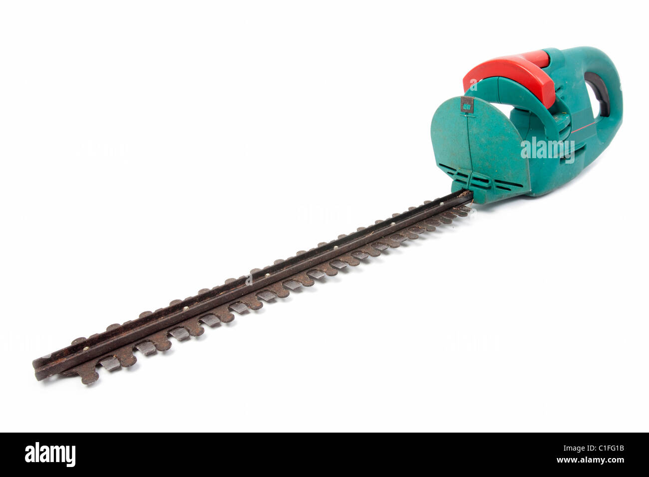 old hedgecutter on white background Stock Photo - Alamy