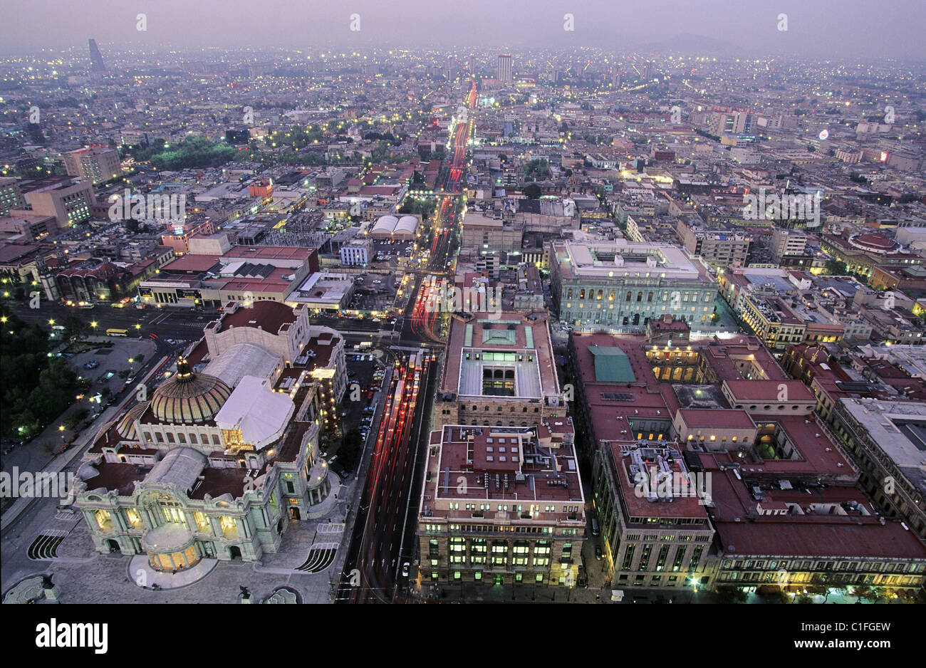 Mexico, Federal District, Mexico City, the centre town from Torre ...