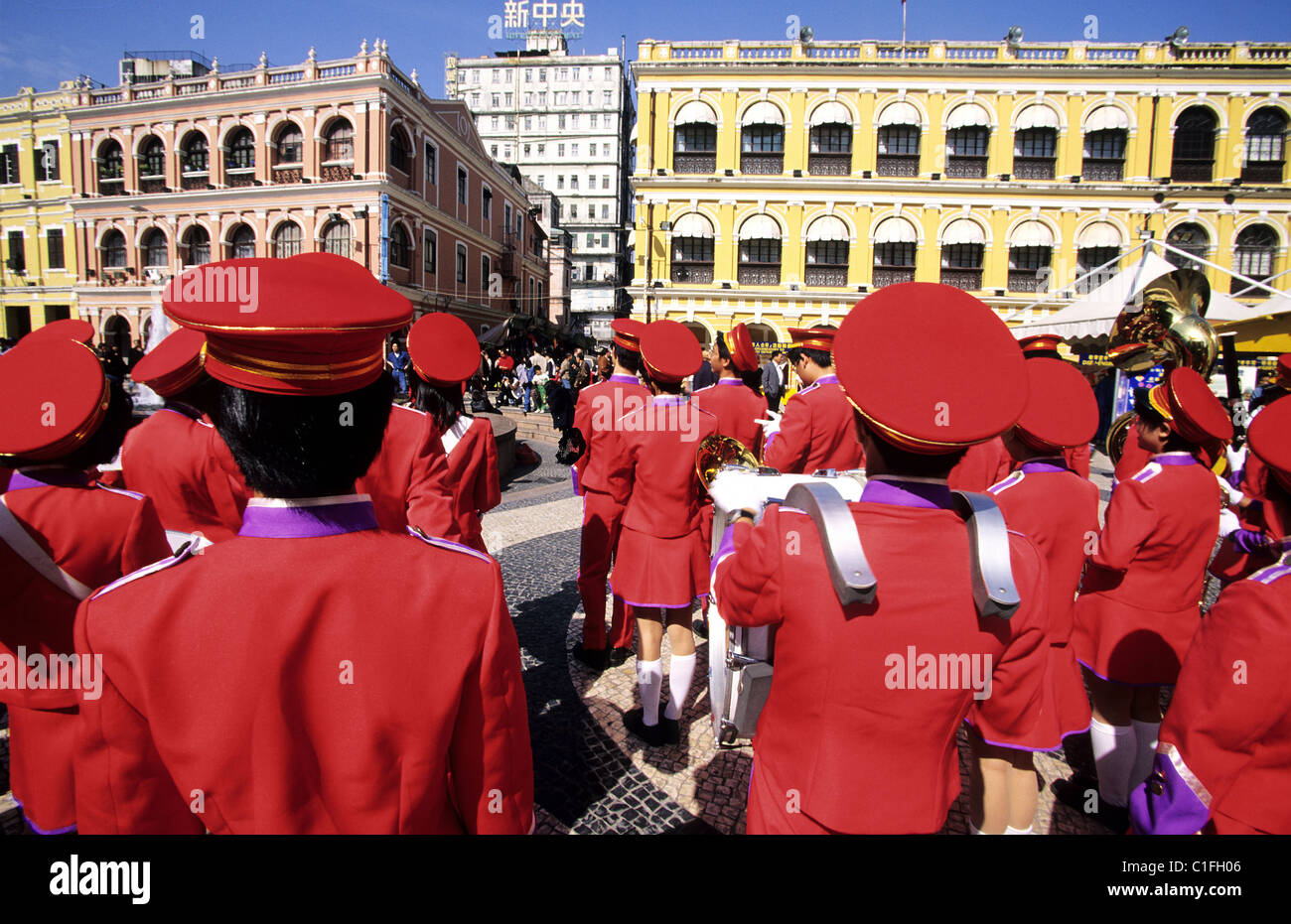 China, Macao, brass band parade on Leal Senado square Stock Photo - Alamy