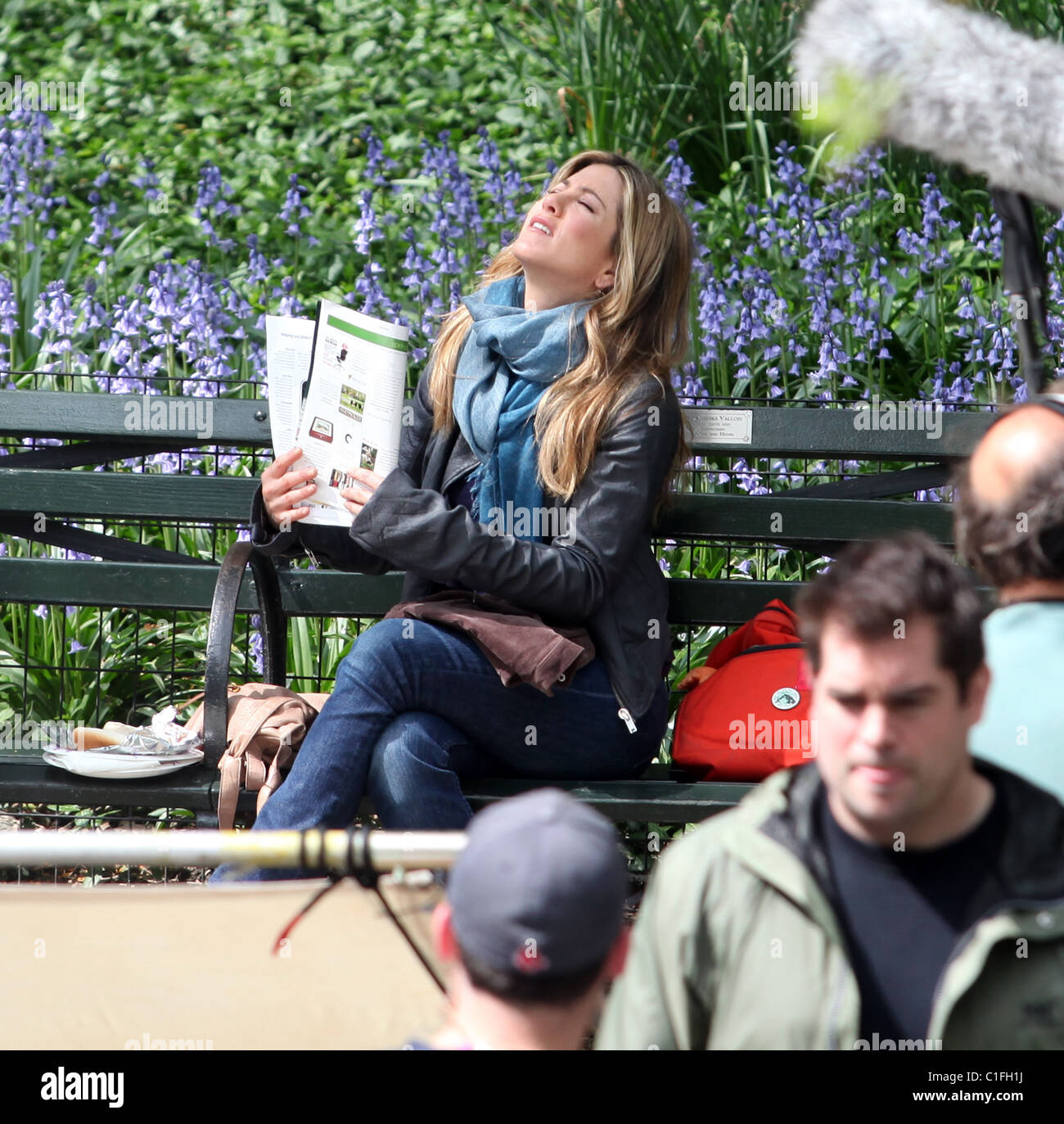 Jennifer Aniston on the set of her new movie 'The Baster' filming in ...