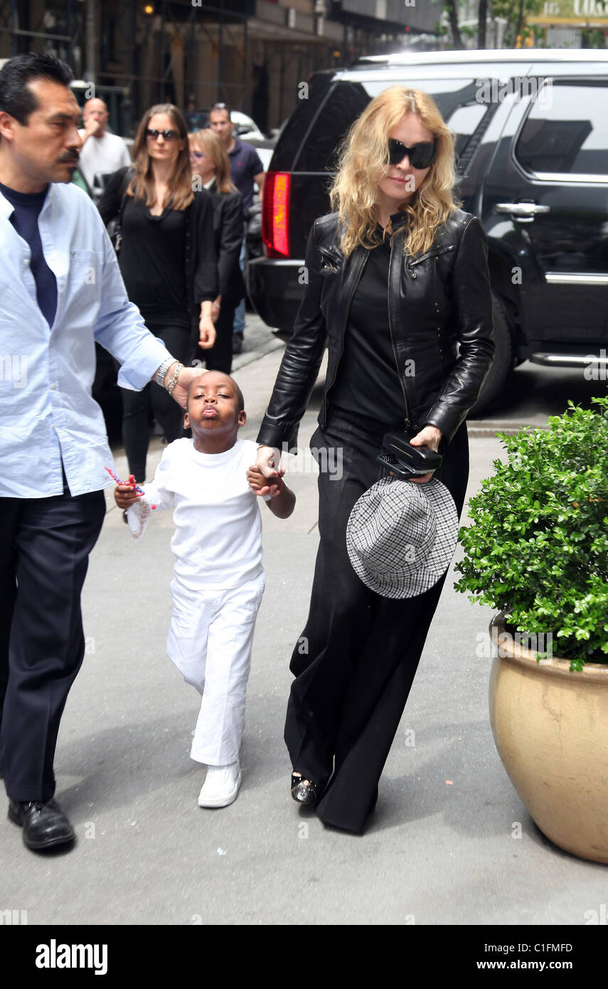 Madonna and son David Banda arriving at the Kabbalah Center New York ...