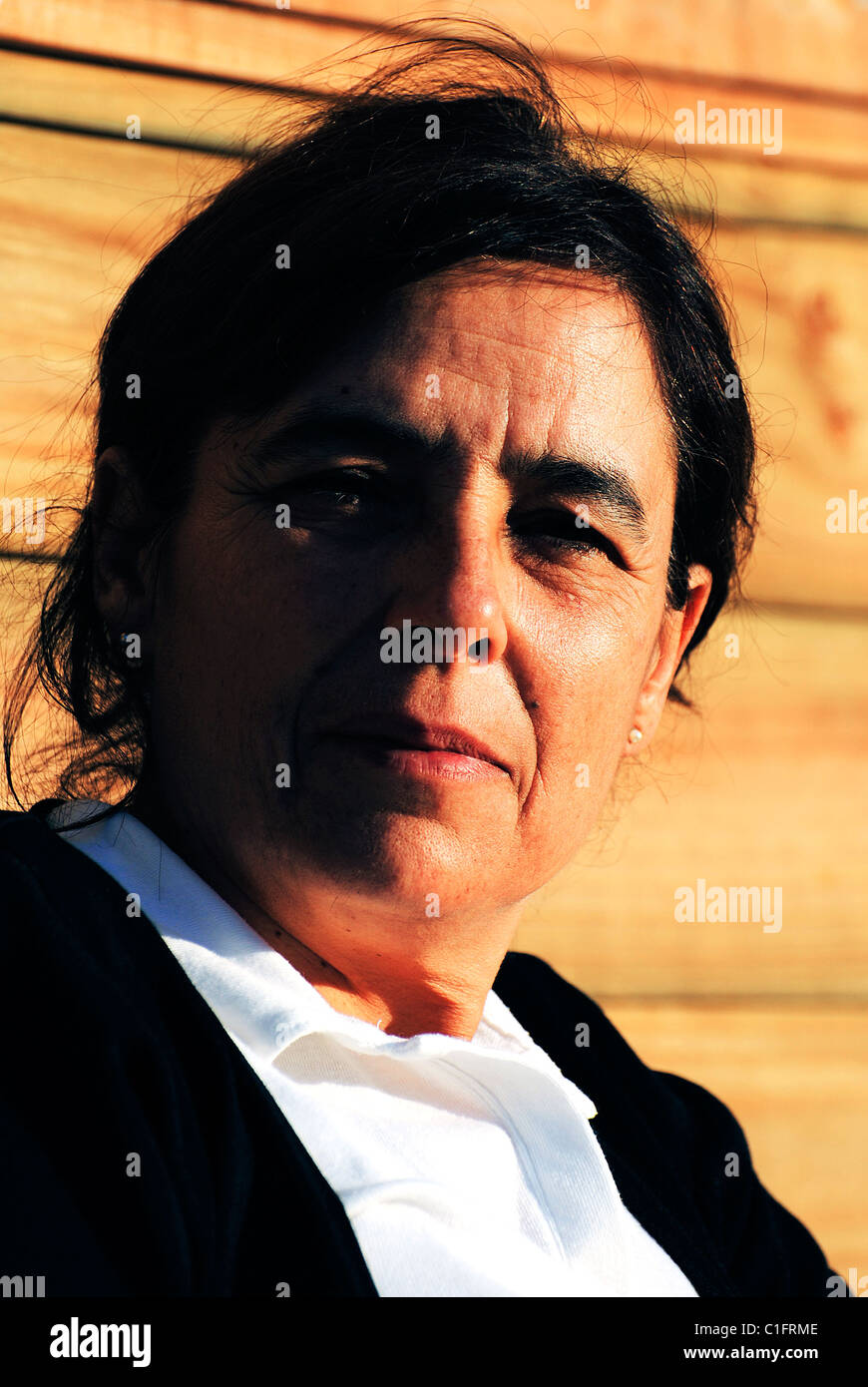 Face of woman, strong light Stock Photo - Alamy
