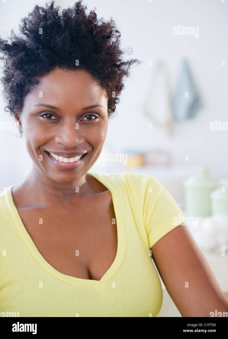 Smiling Black woman Stock Photo - Alamy