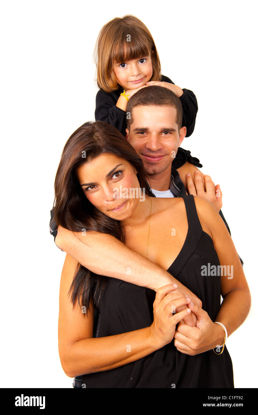 Beautiful family portrait on white background Stock Photo - Alamy