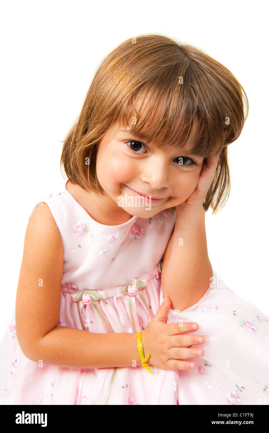 Portrait of beautiful child smiling on white background Stock Photo - Alamy