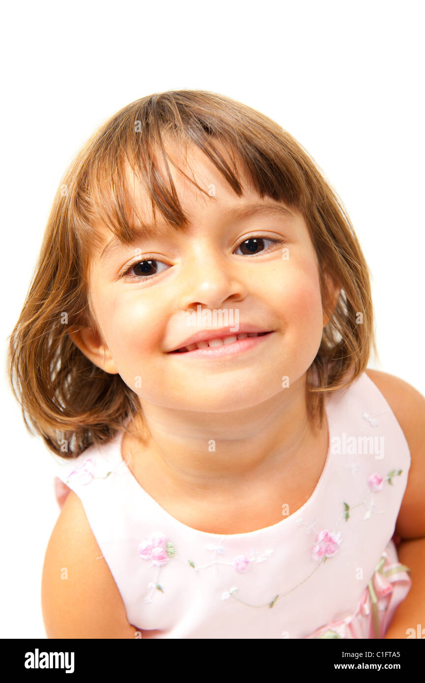 Portrait of beautiful child smiling on white background Stock Photo - Alamy