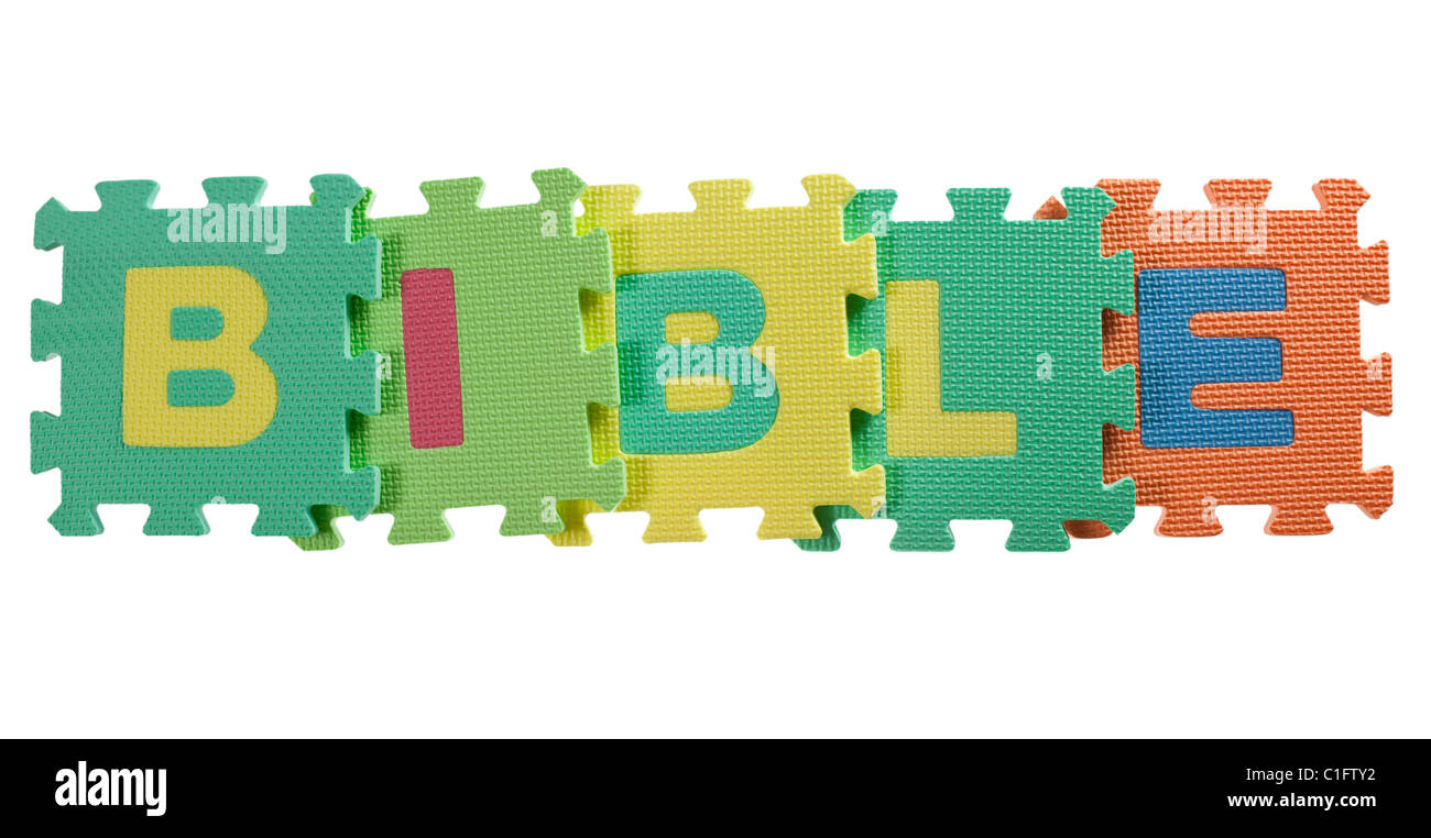 Alphabet blocks forming the word BIBLE isolated on white background ...