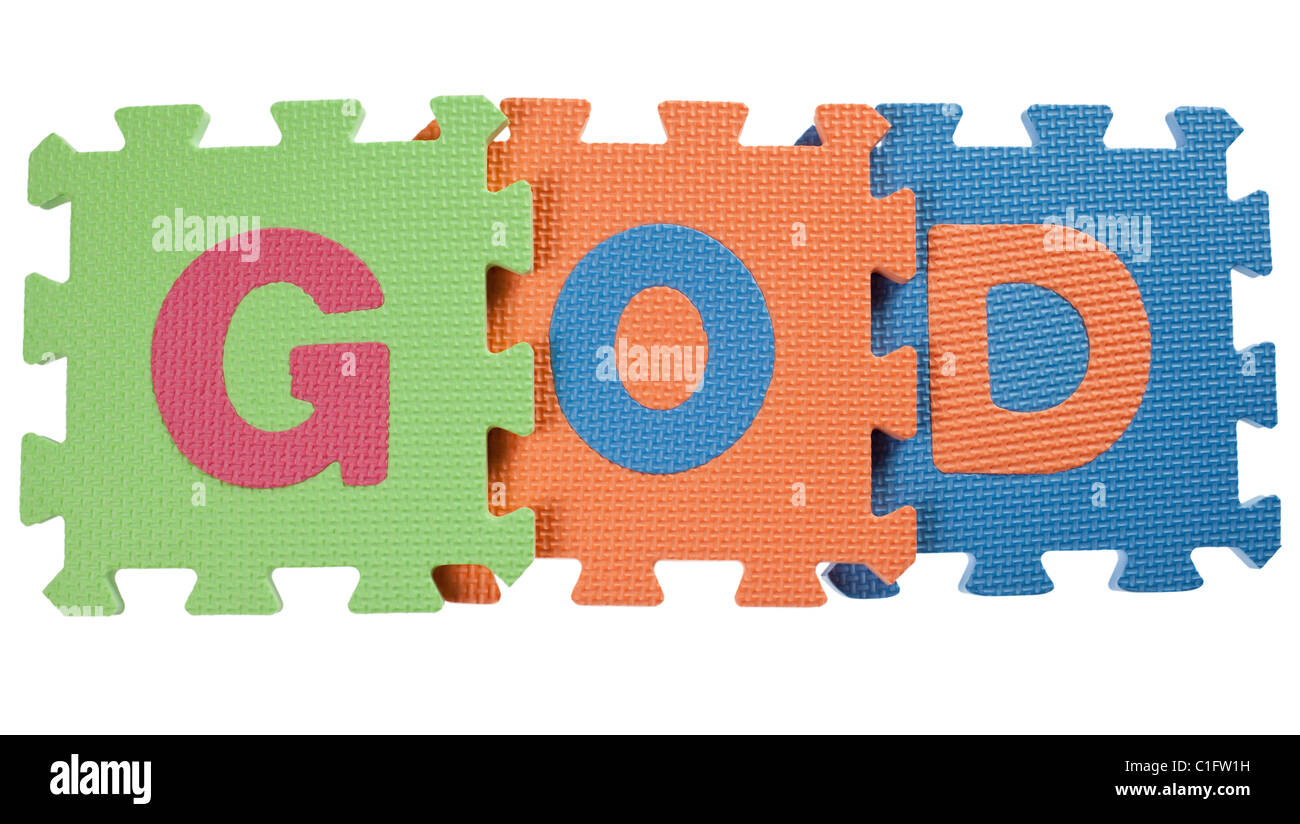 Alphabet blocks forming the word GOD isolated on white background Stock ...