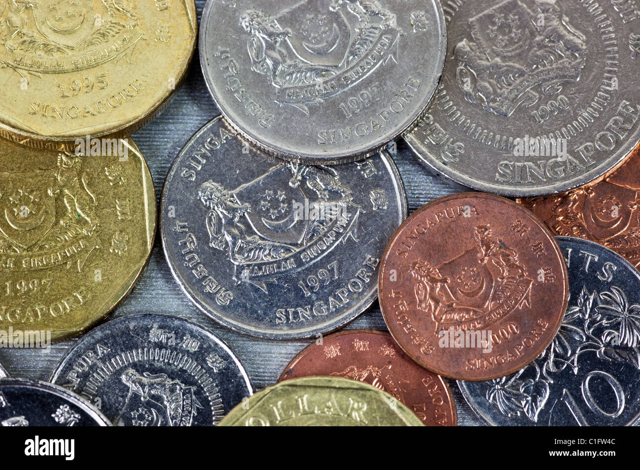 Closeup of Singapore coins Stock Photo - Alamy