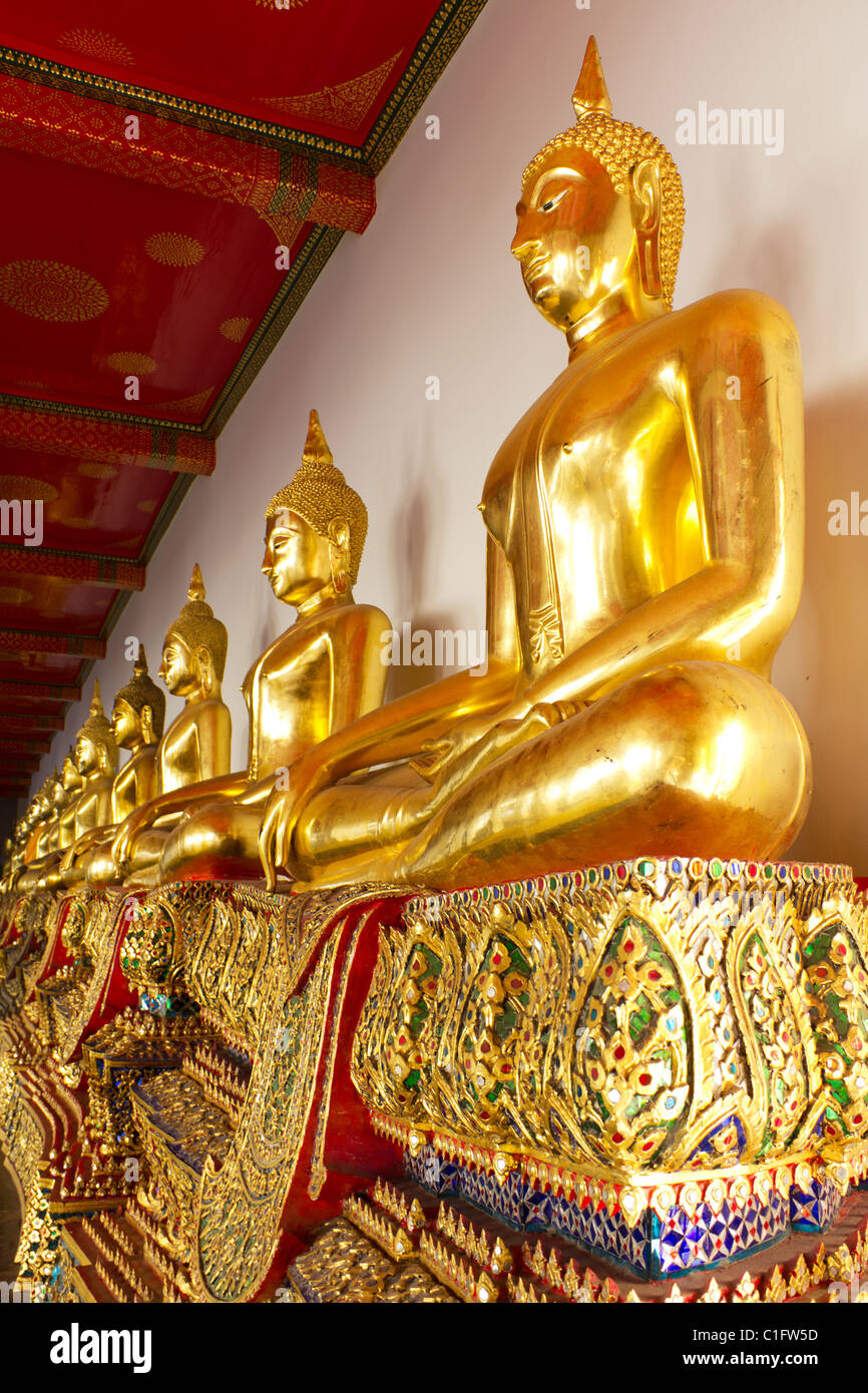 Gold Buddhas In Thai Bangkok Temple High Resolution Stock Photography ...
