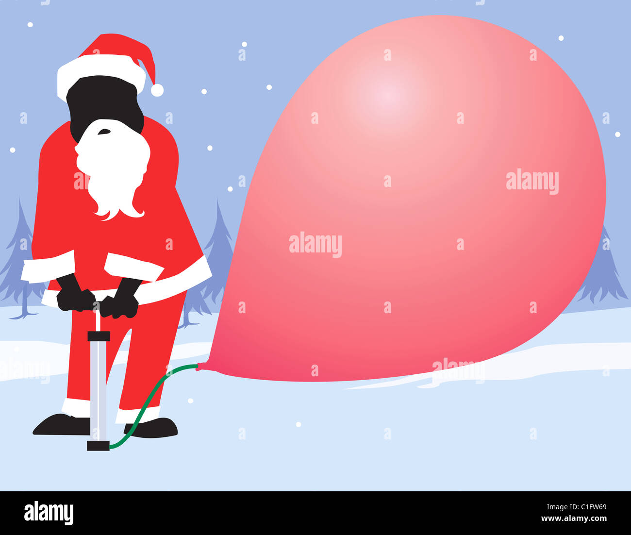 Santa pumping air to a balloon Stock Photo - Alamy