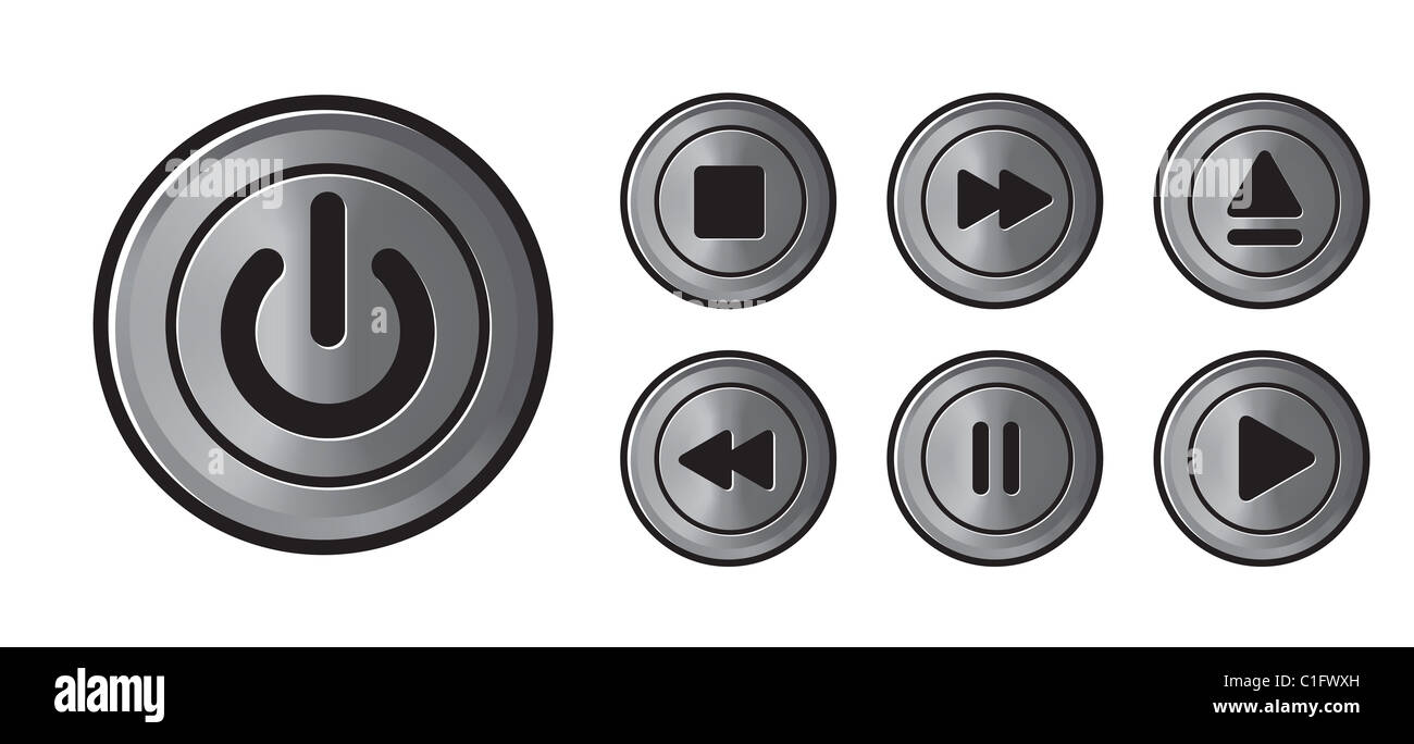 Audio player buttons sound icons Cut Out Stock Images & Pictures - Alamy