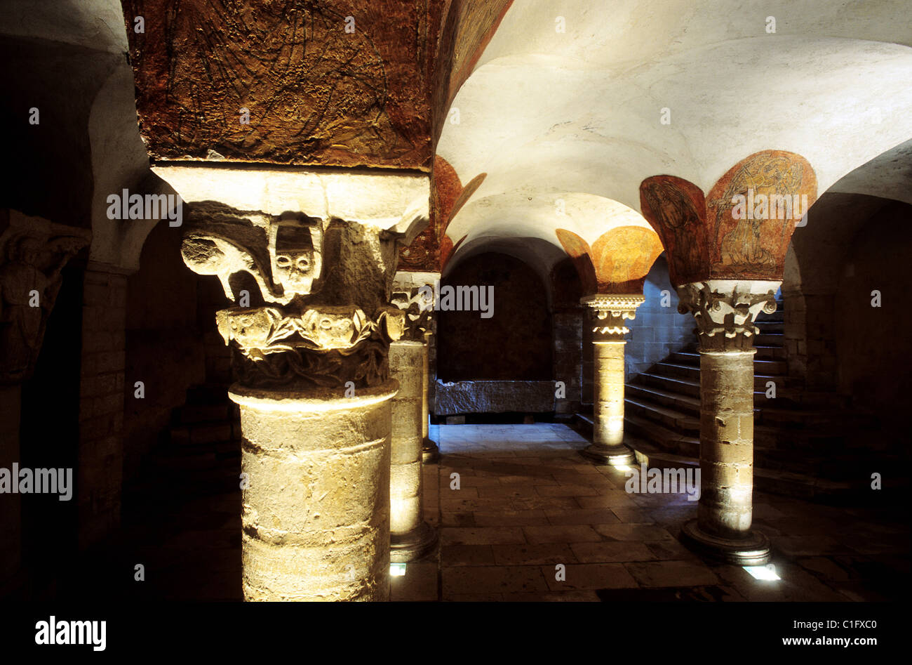 France, Calvados, Bayeux, capital of the crypt of the cathedral Stock ...