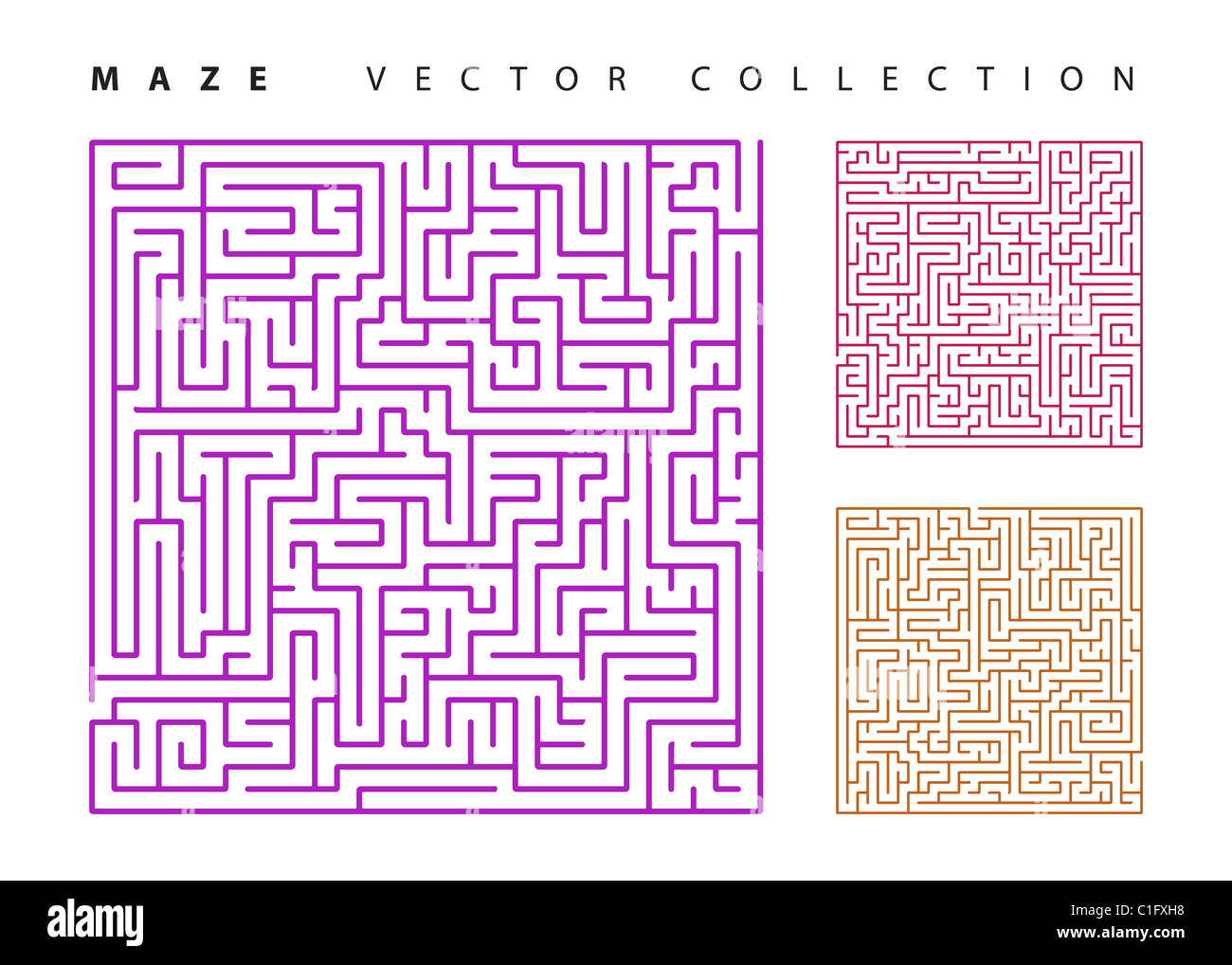 Vector set of the 10 mazes isolated on white background Stock Photo - Alamy