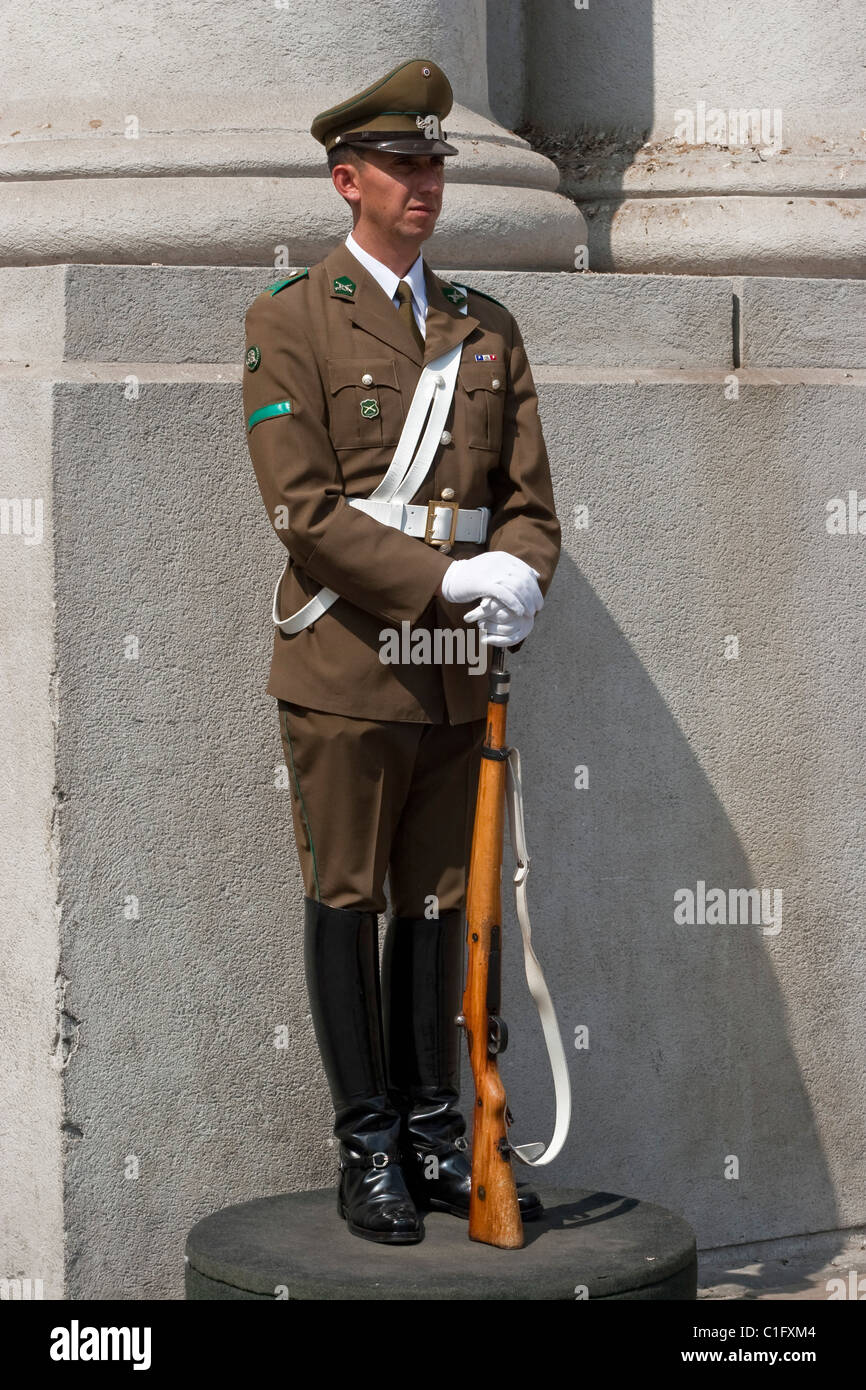 Honour guard at the Palacio de La Moneda, a former colonial mint, now ...