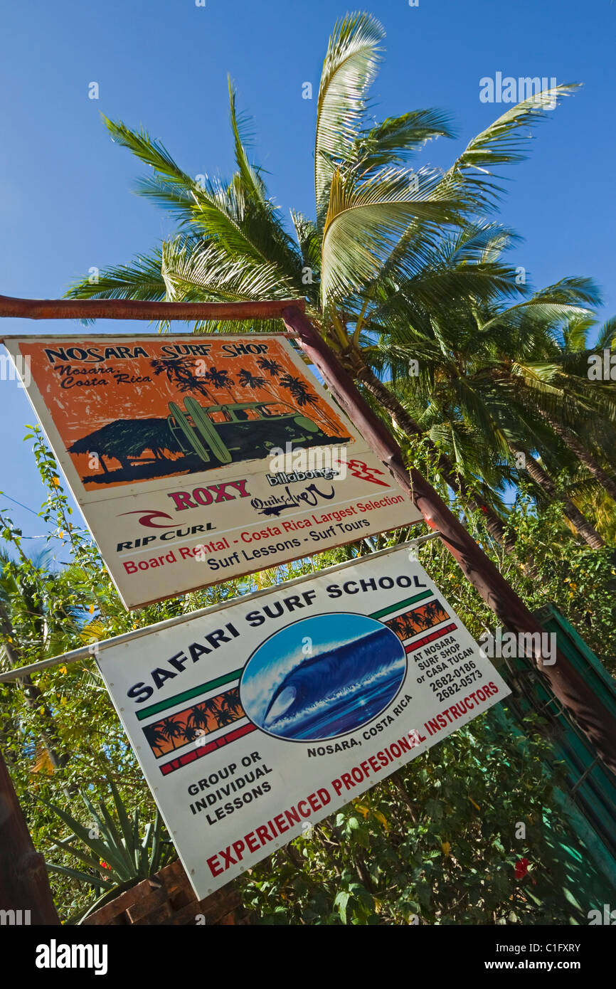 Surf shop signs near Playa Guiones beach at this laid-back expatriate ...