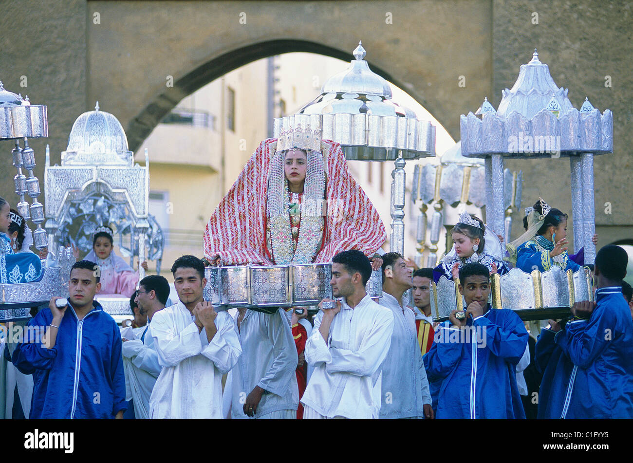 Morocco, Northern area, Rabat, Sale, Candles feast, bride Stock Photo ...
