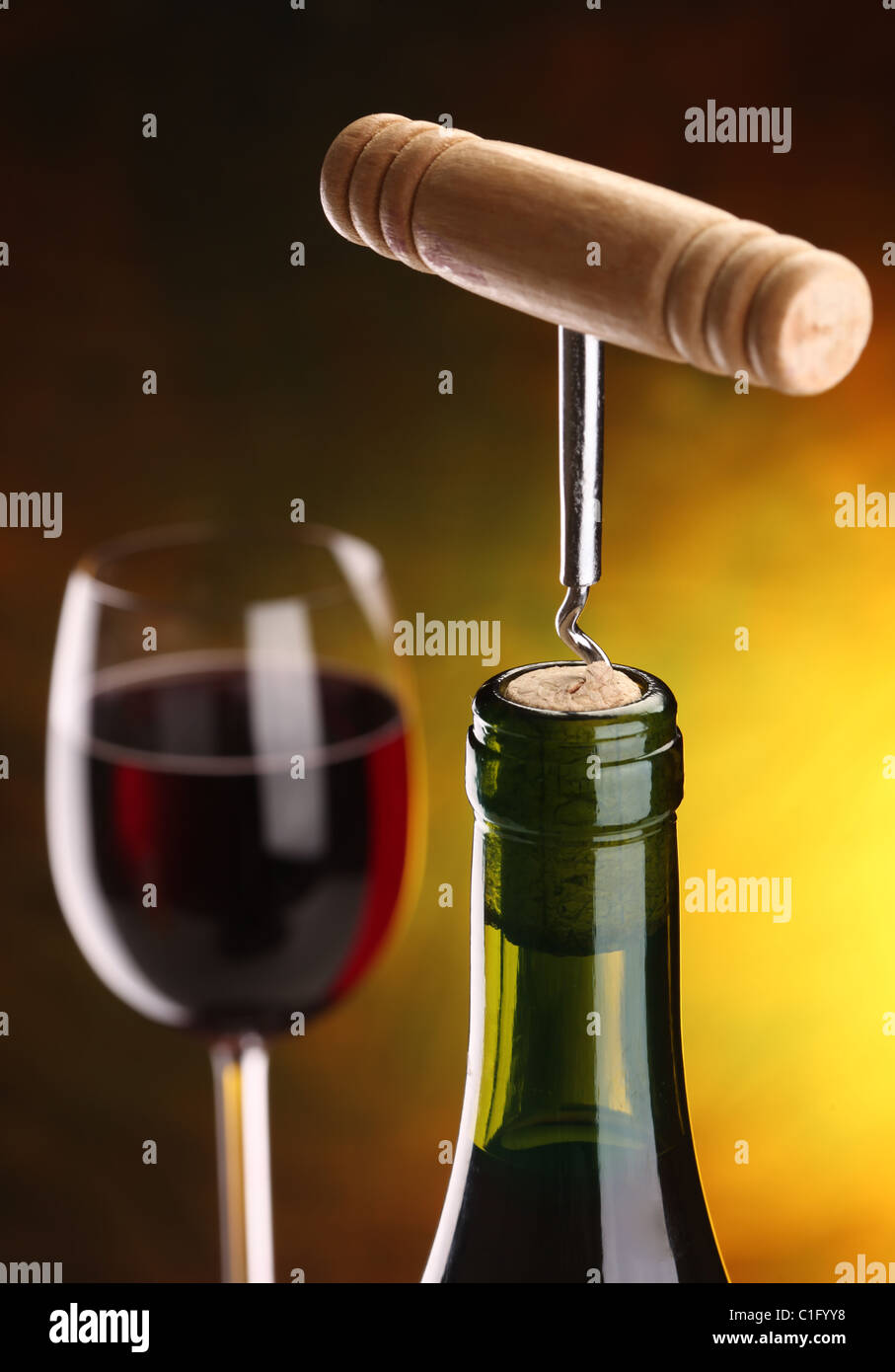 Still life with glass and bottle of wine Stock Photo - Alamy
