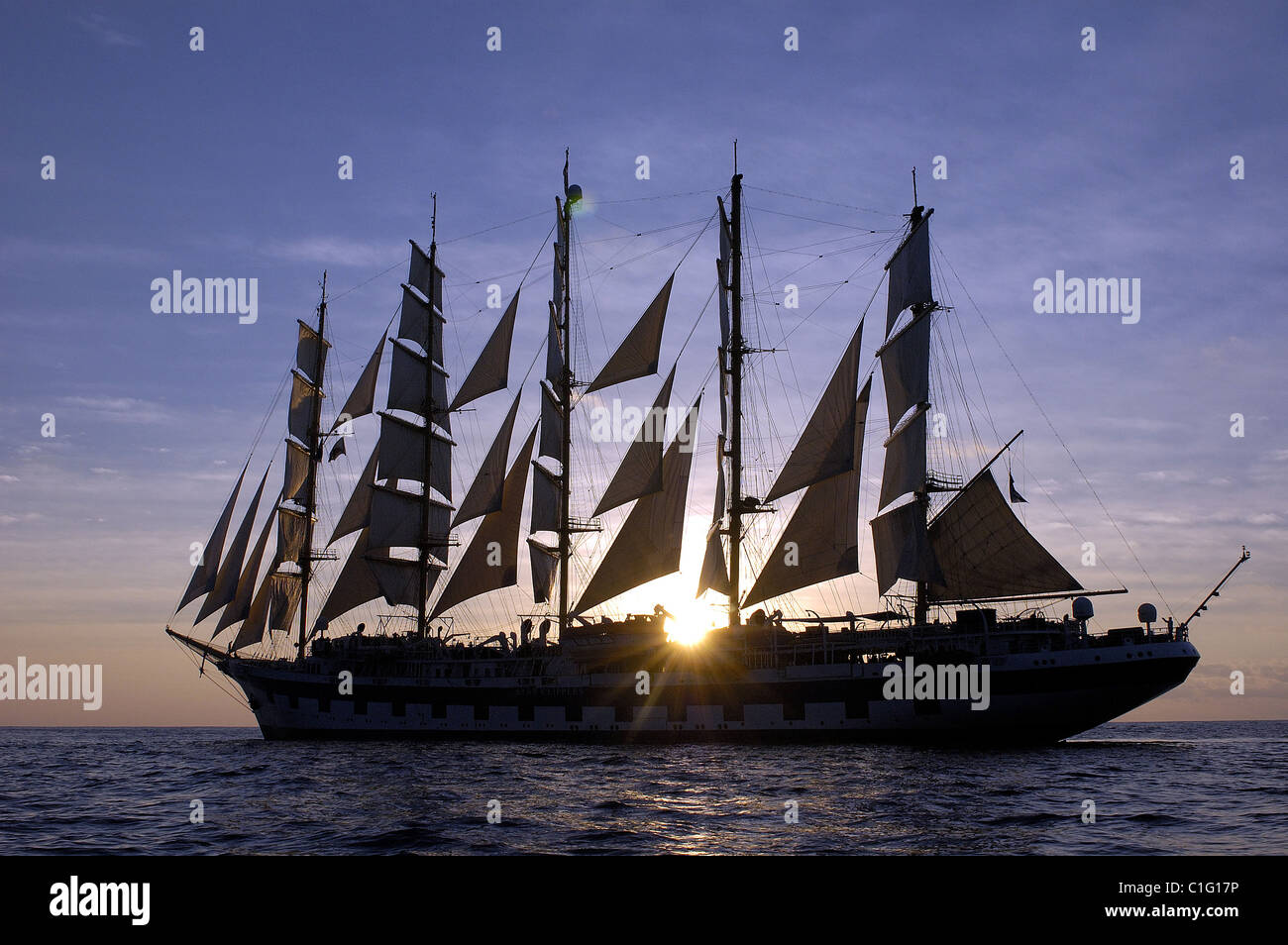 Caribbean sea, Saint Lucia Island, the five masted ship SPV Royal ...