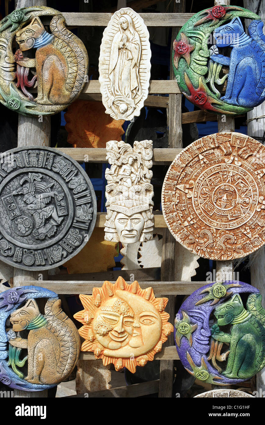 Mexico, Quintana Roo State, Riviera Maya, solar disc handcraft Stock ...