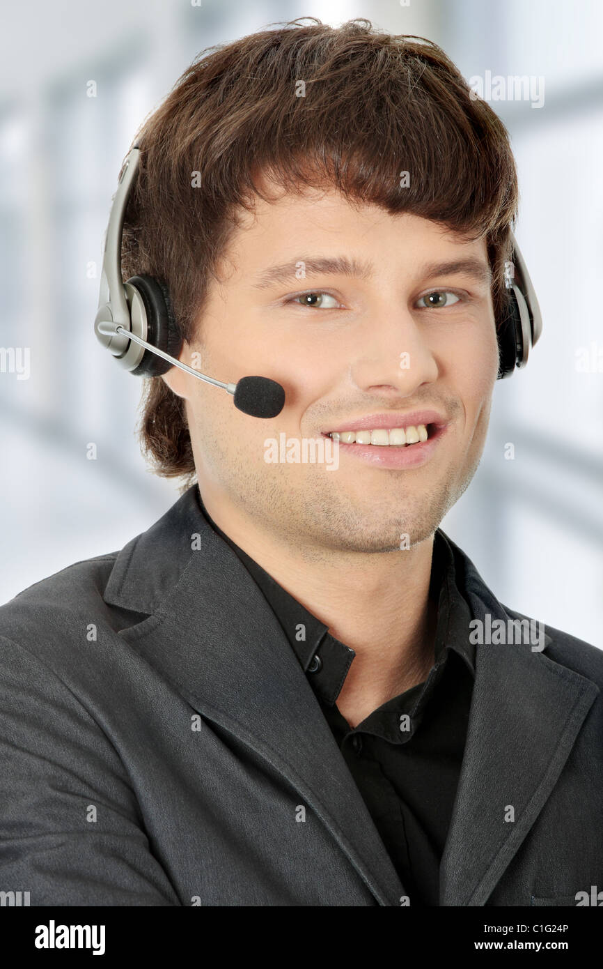 Charming customer service representative with headset on Stock Photo ...