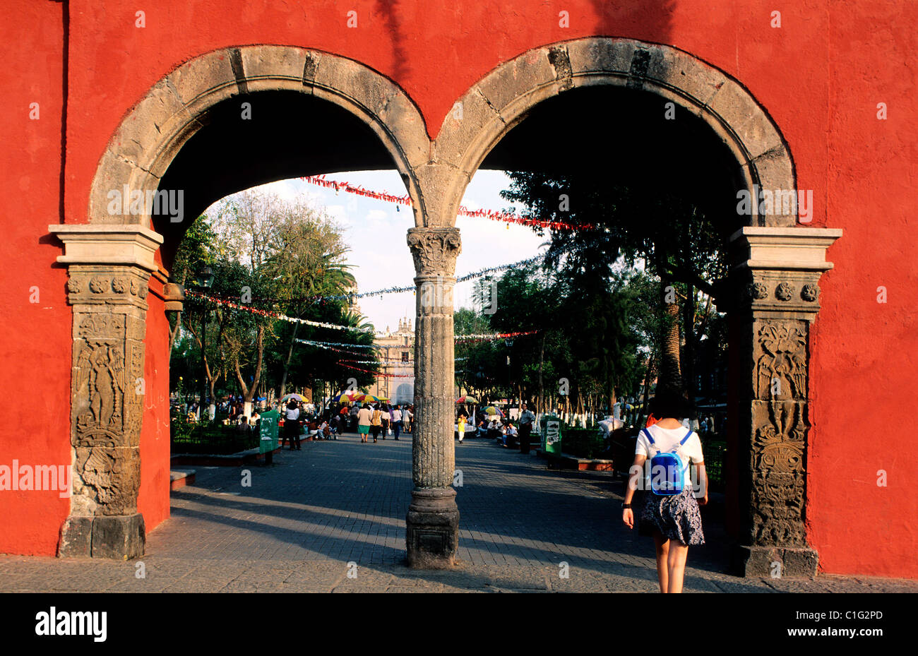Mexico, Federal District, Mexico City, the gardens of Coyoacan square ...