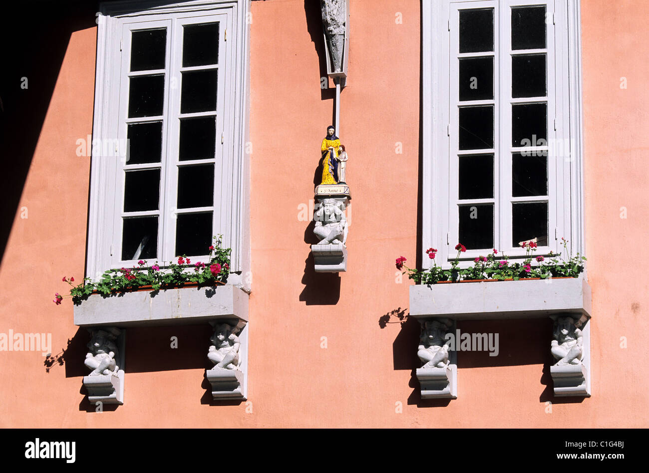 France, Finistere, Quimper town, frontage of a house of the Saint ...