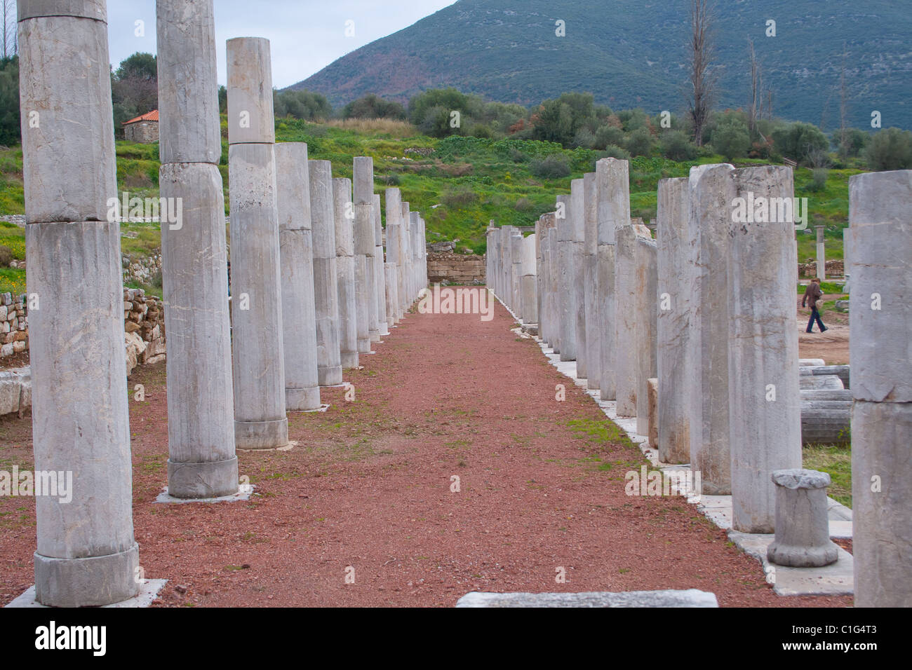 Ancient Greek Stadium in Ancient Messini with clouds Stock Photo - Alamy