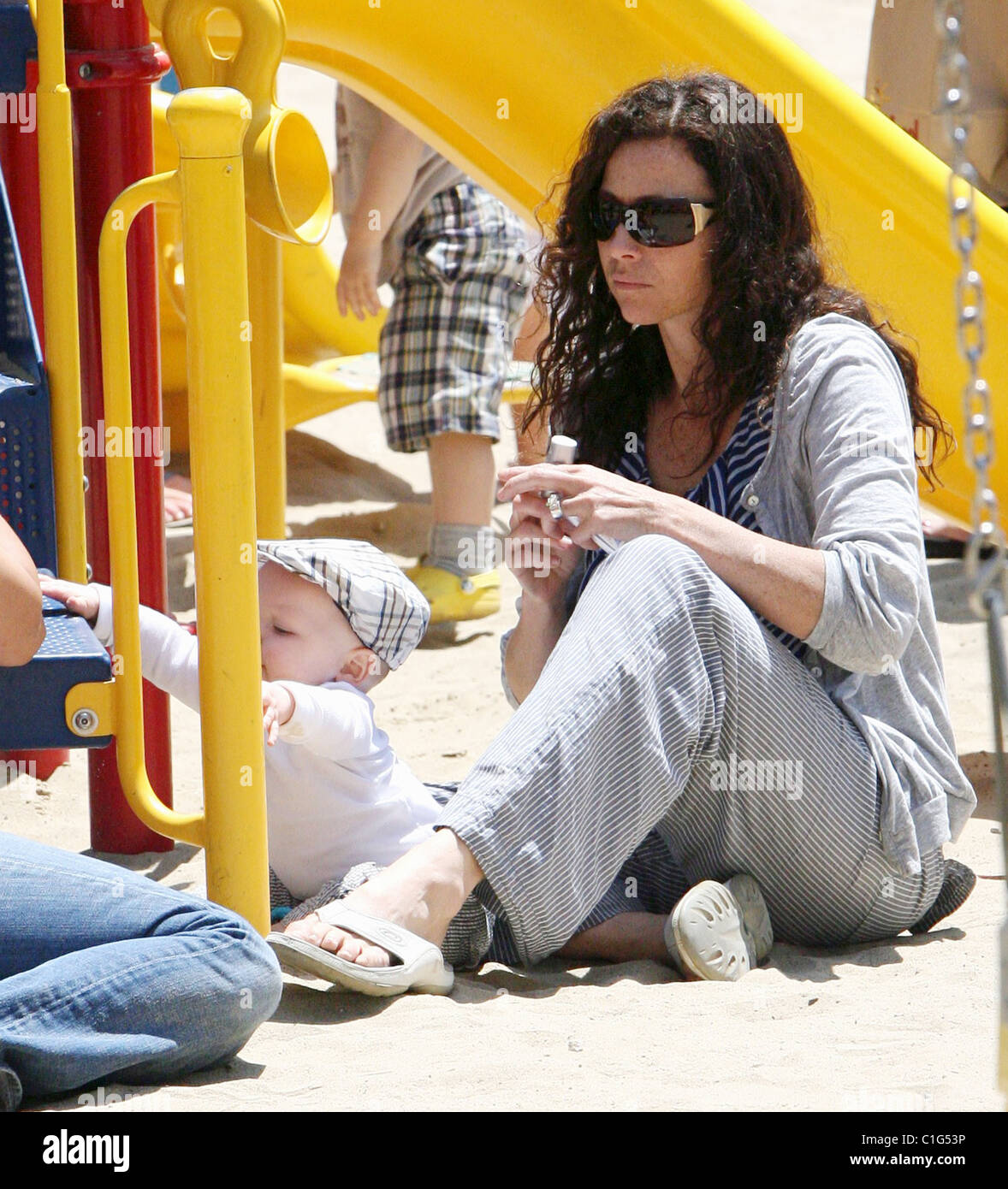 Minnie Driver takes Baby Henry to Malibu Park for the day. Los Angeles ...