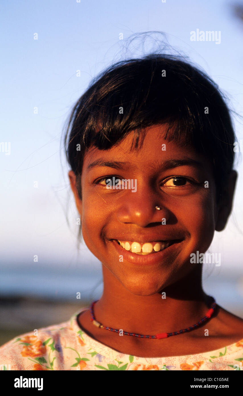 Indian Ocean, Mauritius Island, a young girl Stock Photo - Alamy