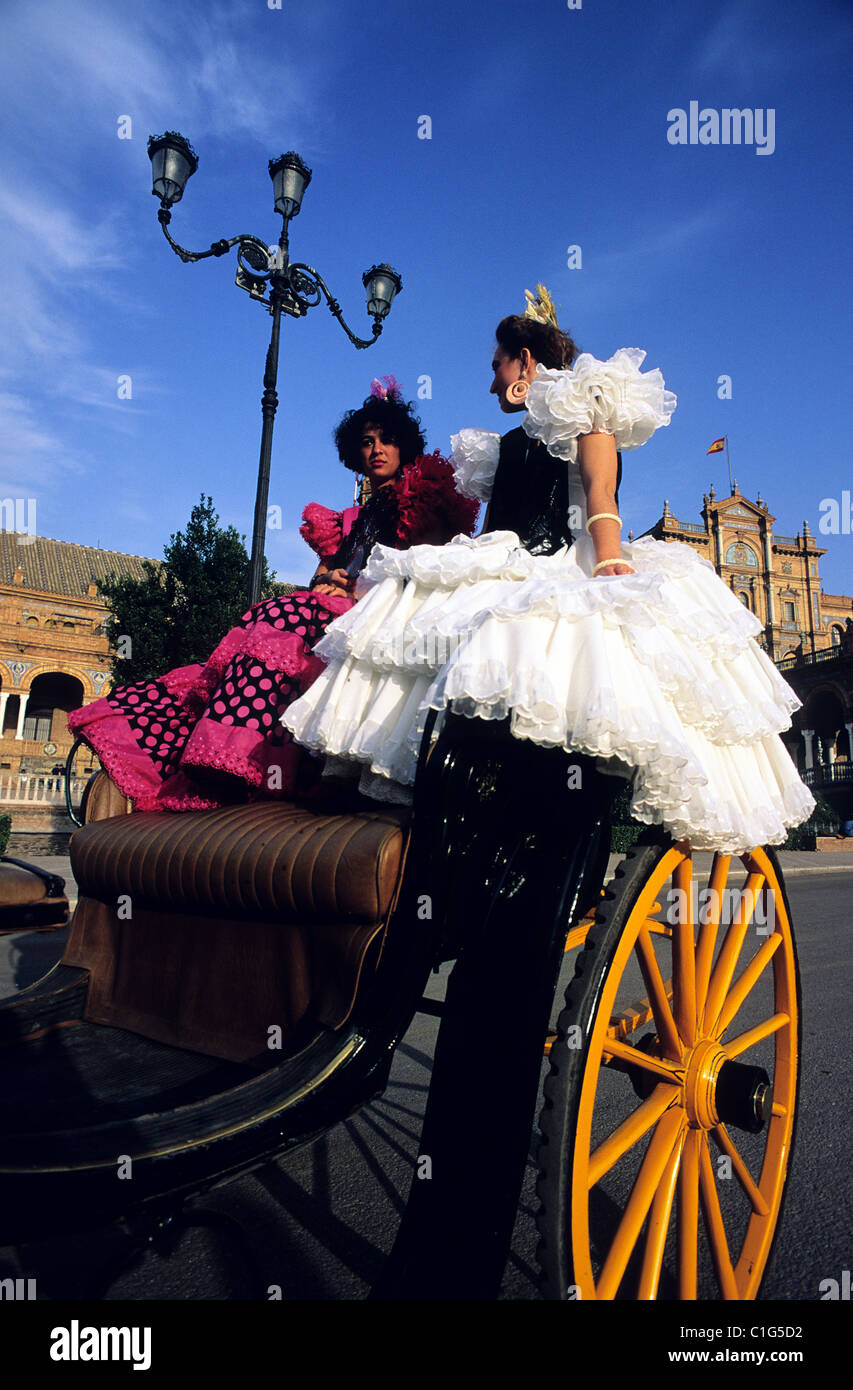 Andalusian girls with traditional outfit hi-res stock photography and ...
