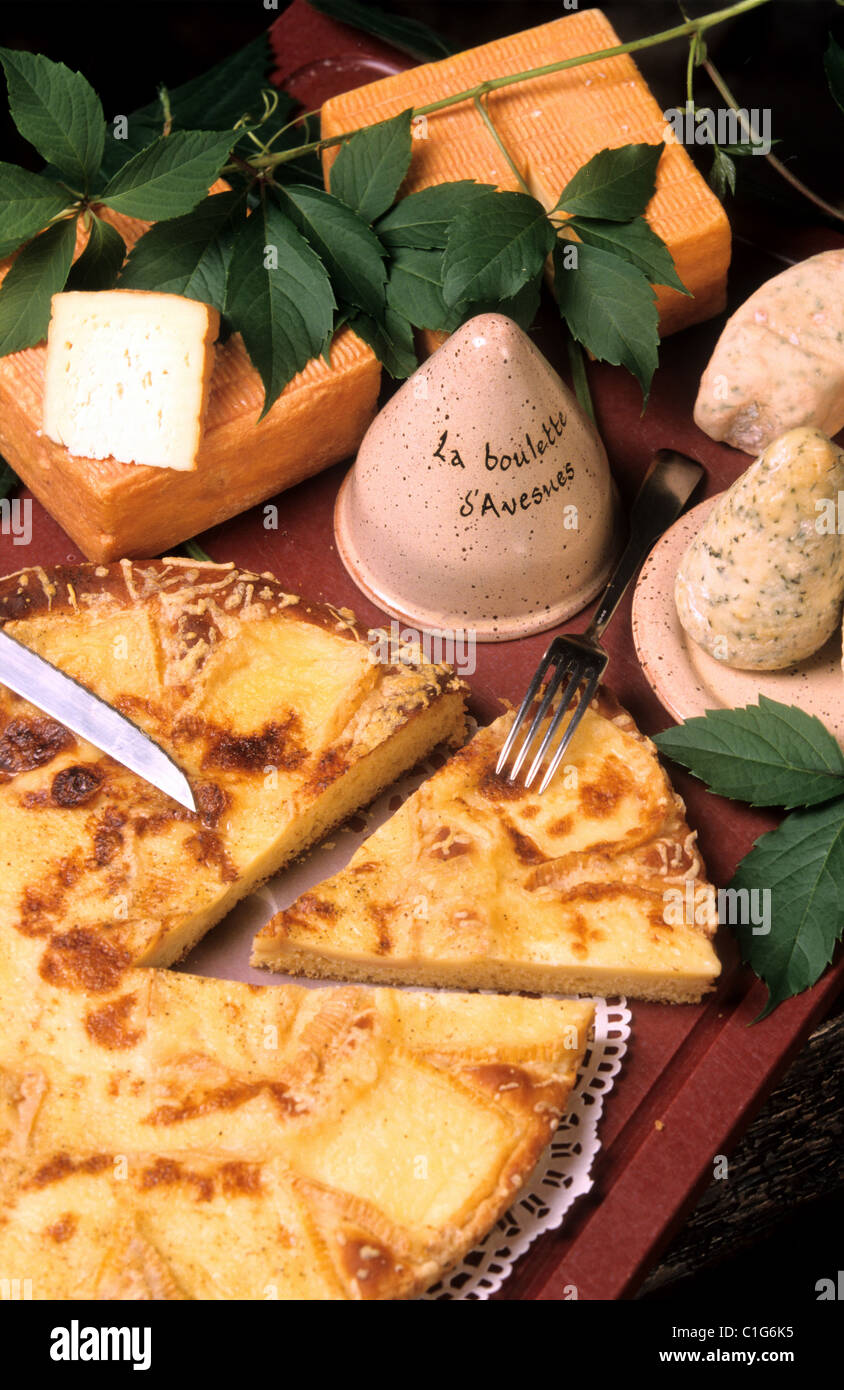 France, Nord, cheese pie and boulette d'Avesnes (local speciality of ...