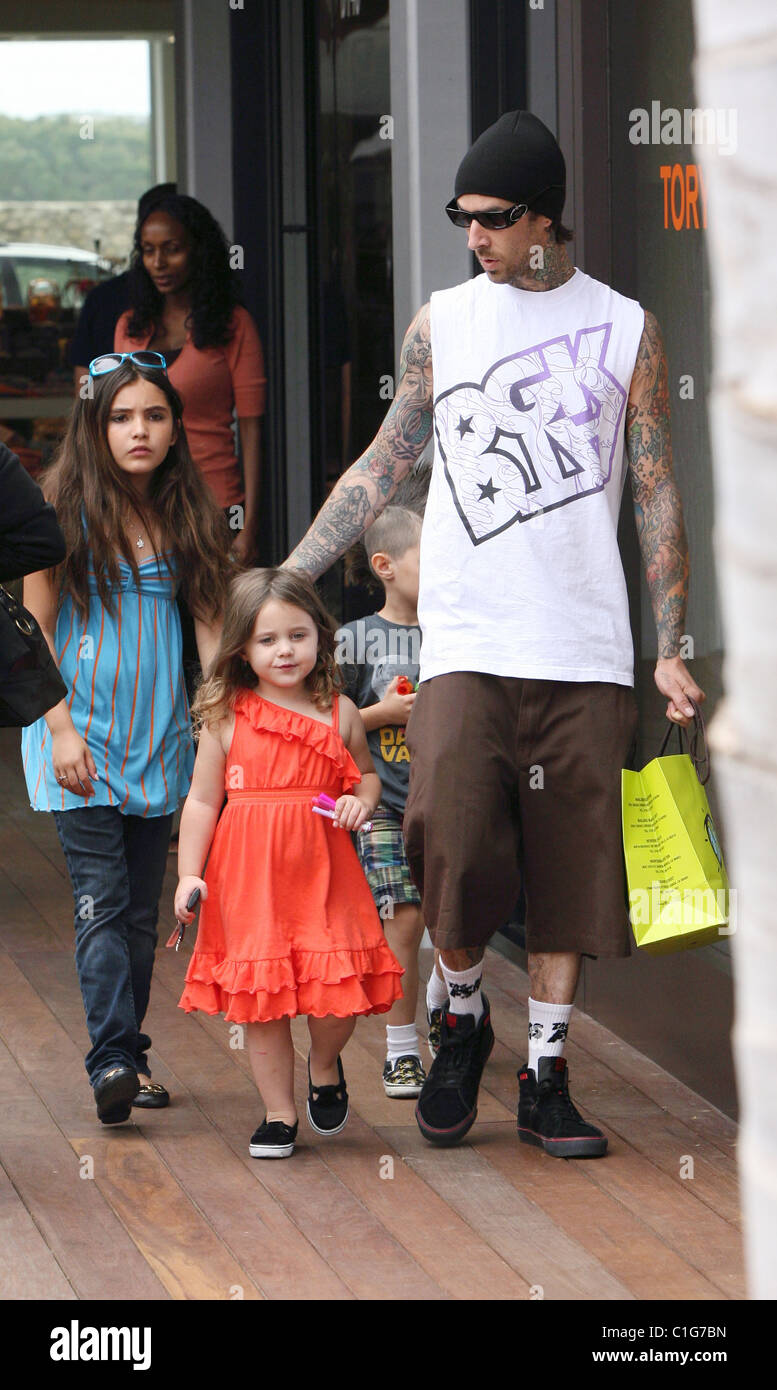 American drummer Travis Barker takes his family to Planet Blue Kids in ...