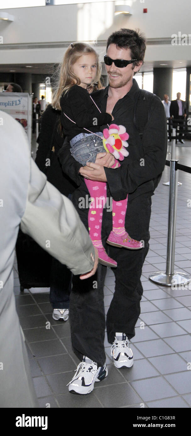 Christian Bale and his daughter Emmeline depart from LAX on an Air ...