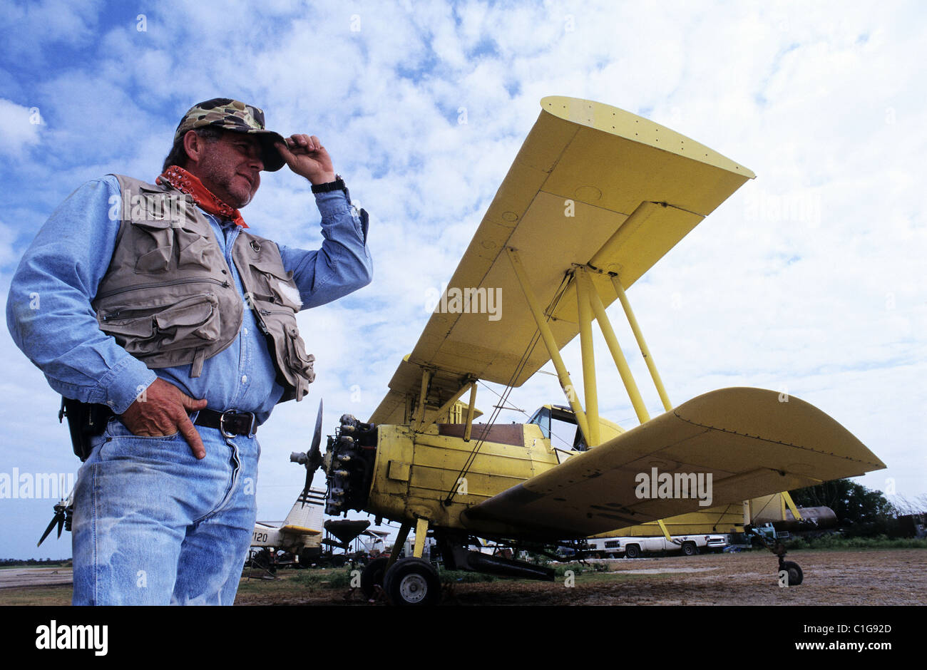 United States, Florida, Everglades, pilot with his plane Stock Photo ...