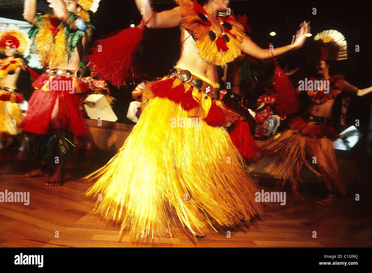 France, French Polynesia, Polynesian dance on Paul Gauguin cruise ship ...