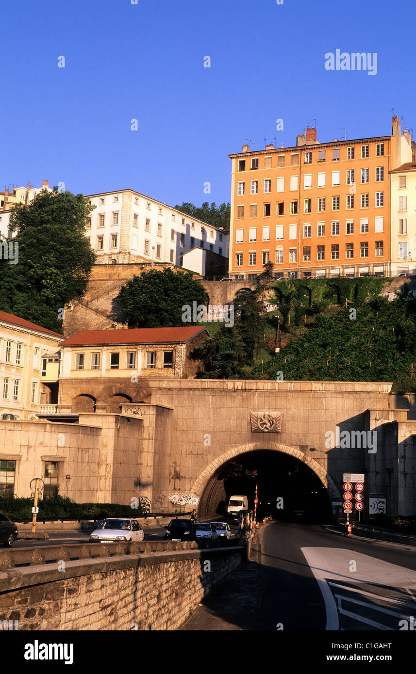France, Rhone, Lyon, Croix Rousse district, tunnel of Croix Rousse ...