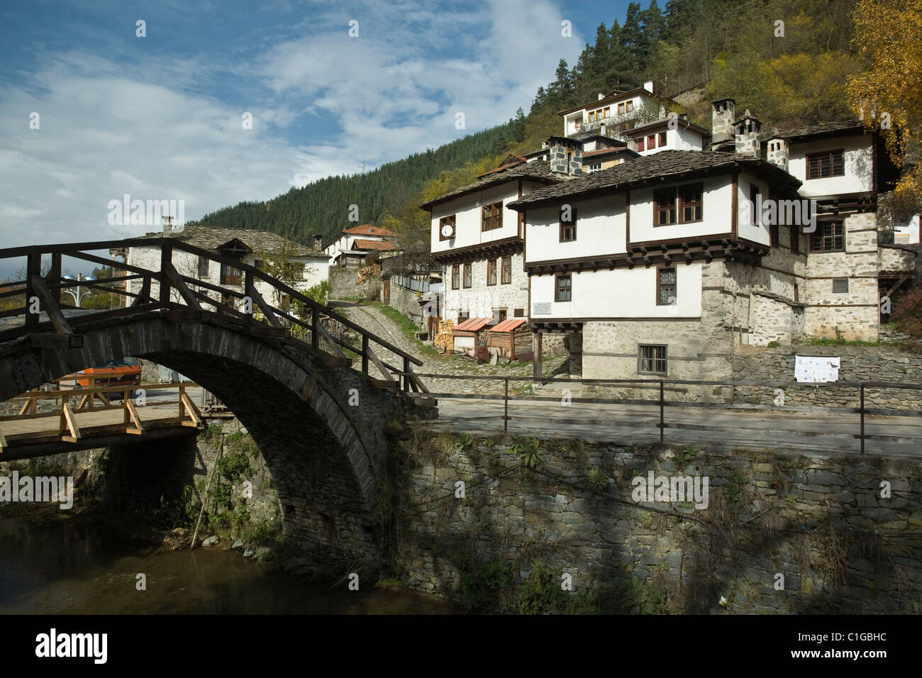 Traditional architecture, Shiroka Luka village, Bulgaria, Balkans Stock ...