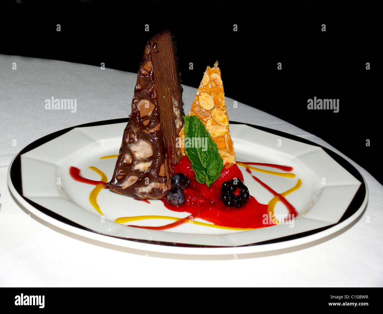 Dessert Duo of chocolate and cheesecake slices Stock Photo - Alamy