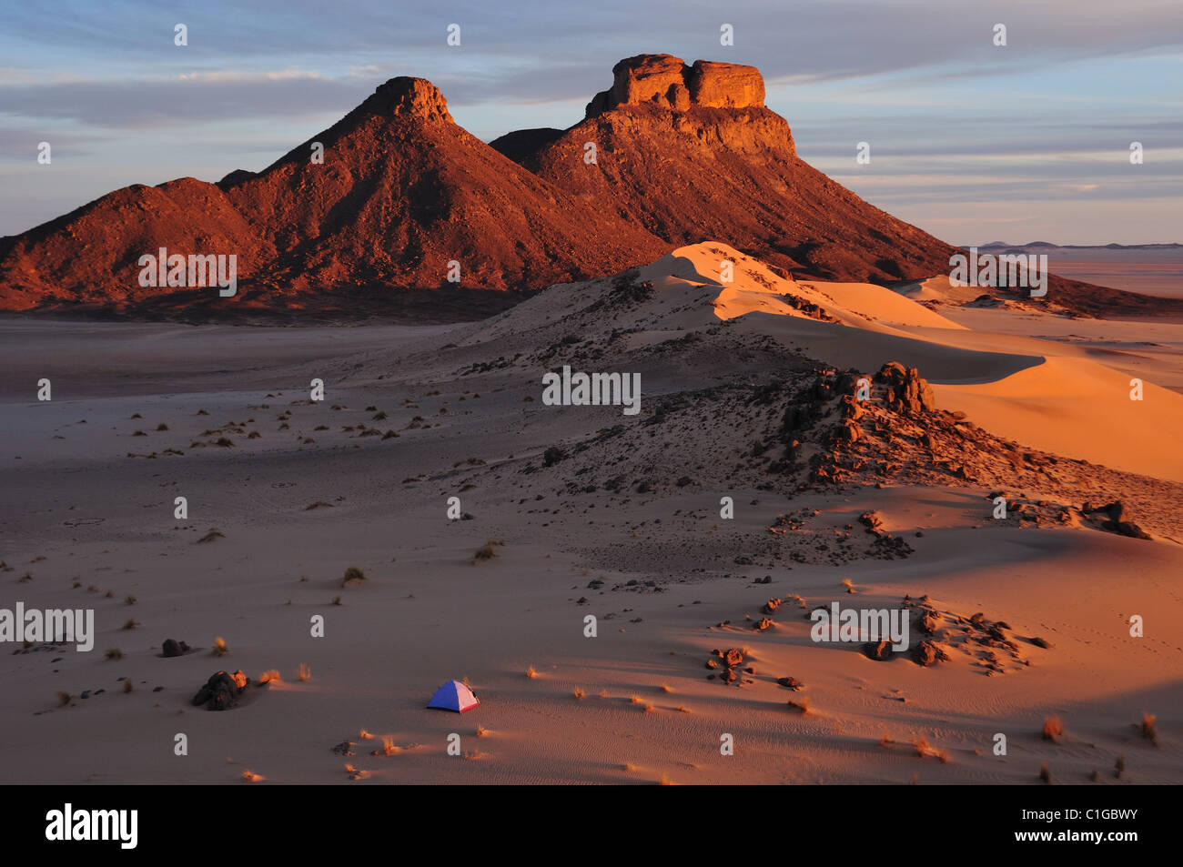 Desert landscape with tent Stock Photo - Alamy