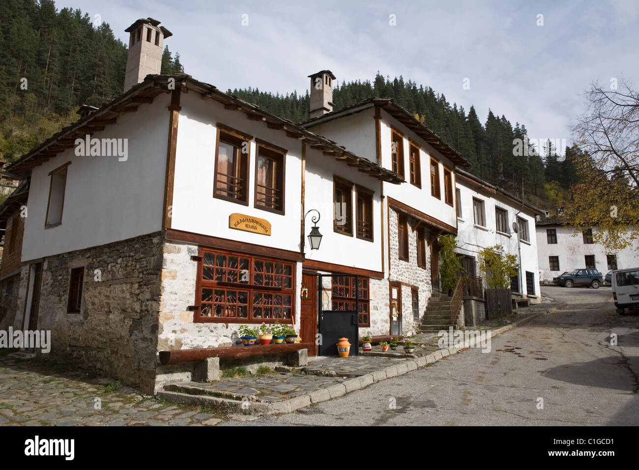 Traditional architecture, Shiroka Luka village, Bulgaria, Balkans Stock ...